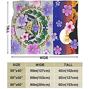 Fleece Blanket El Salvador Flag Plush Throw Fuzzy Super Soft Reversible Microfiber Flannel Blankets 80"x60"