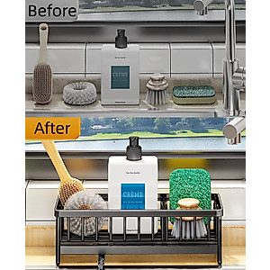 DMJWAN Kitchen Sink Caddy Sponge Organizer, 304 Stainless Steel Holder for Sink,Countertop with Removable Drain Tray with Diversion Drainage.