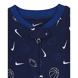 Nike Baby Boys Sports Ball Full Zip Sleep & Play Footed Coverall (Blue Void(56H592-U9J)/White, 9 Months)