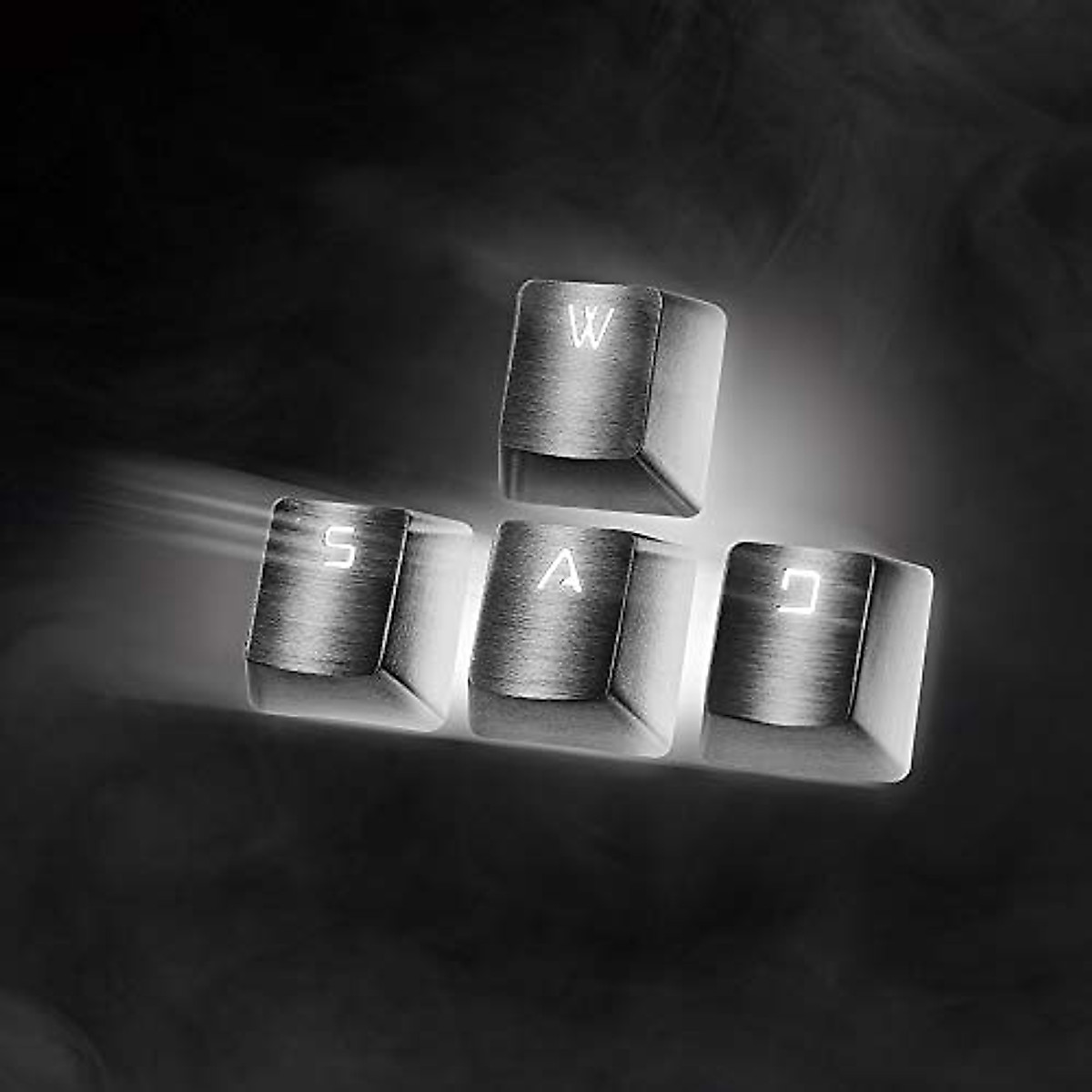 Qupei Metal Keycaps OEM(WASD Keys) FPS/MOBA for 60%/87/104/108 for MX Switches Mechanical Keyboard, Ultra-Thin FPS & MOBA Gaming Keyboard Caps for Cherry Mx Switch (Silver)