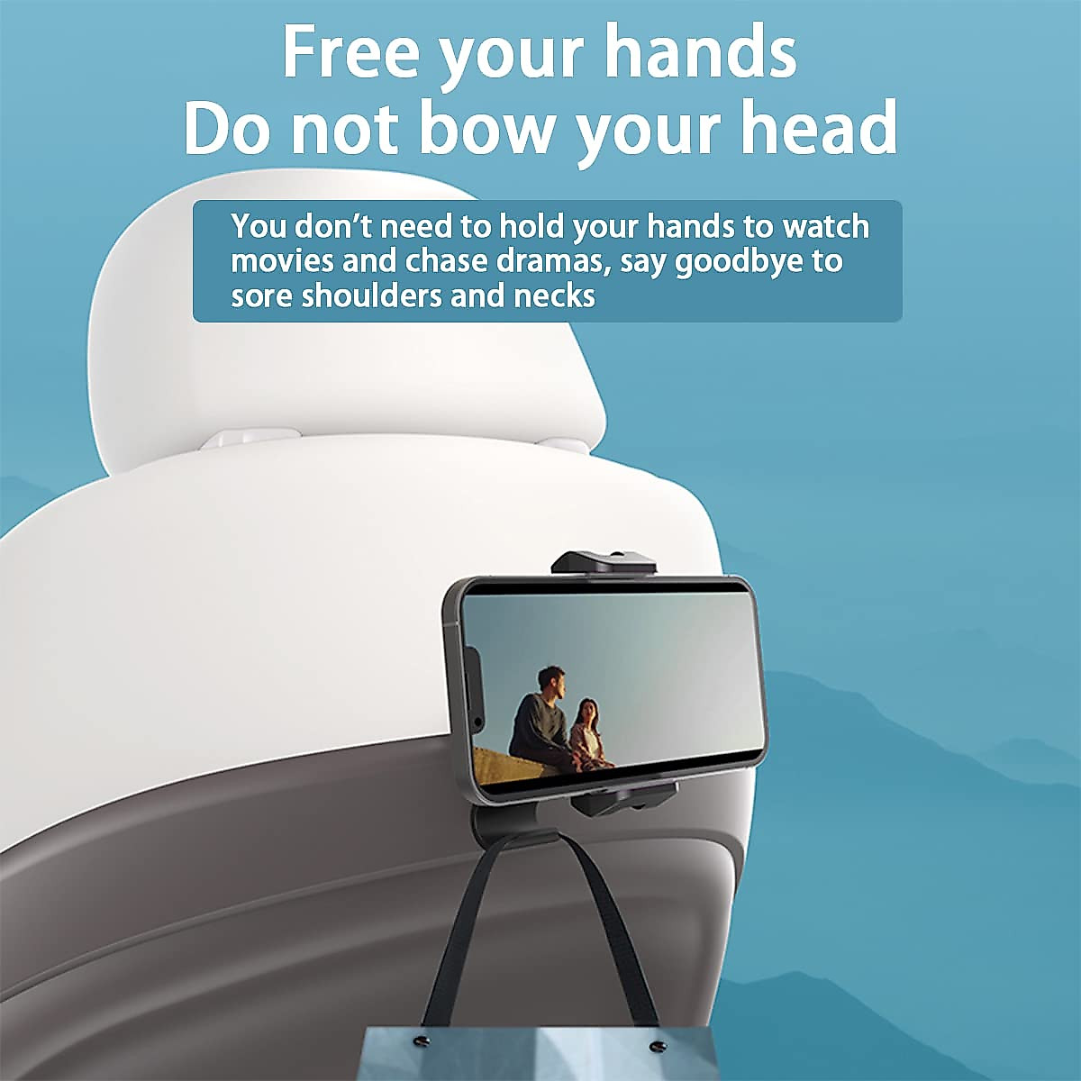 AUCELI Car Phone Holder Mount, Auto Seat Back Hands Free Cell Phone Clip Cradle, Thick Case Friendly, 360° Rotating Adjustable Lock Smartphone Clamp Stand, Car Accessories for Visor, Desk