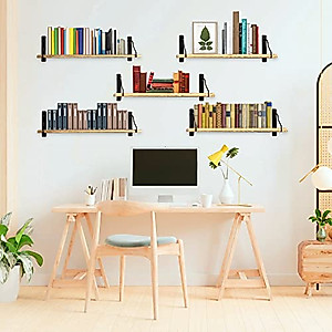 CTPNMCIN Floating Shelves Wall Mounted Set of 3,24 Inch Rustic Natural Wood Wall Shelves, Wall Shelves for Living Room/Bedroom/Bathroom/Office,Pictures Plants Books Decor Storage Shelves