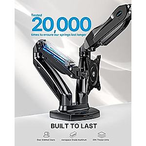HUANUO Dual Monitor Stand, Adjustable Spring Monitor Desk Mount for 13-27 inch, Holds Max 14.3lbs, Computer Monitor Arms with Wide Range of Motion for Home Office