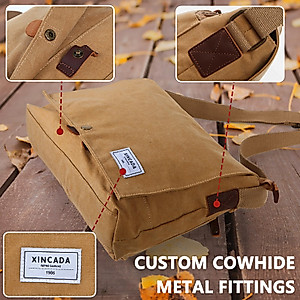 Canvas Messenger Bag, Multiple Pockets Shoulder Bag for Men, Vintage Crossbody Bag, Shoulder Laptop Bag Casual Tote Bag (khaki)