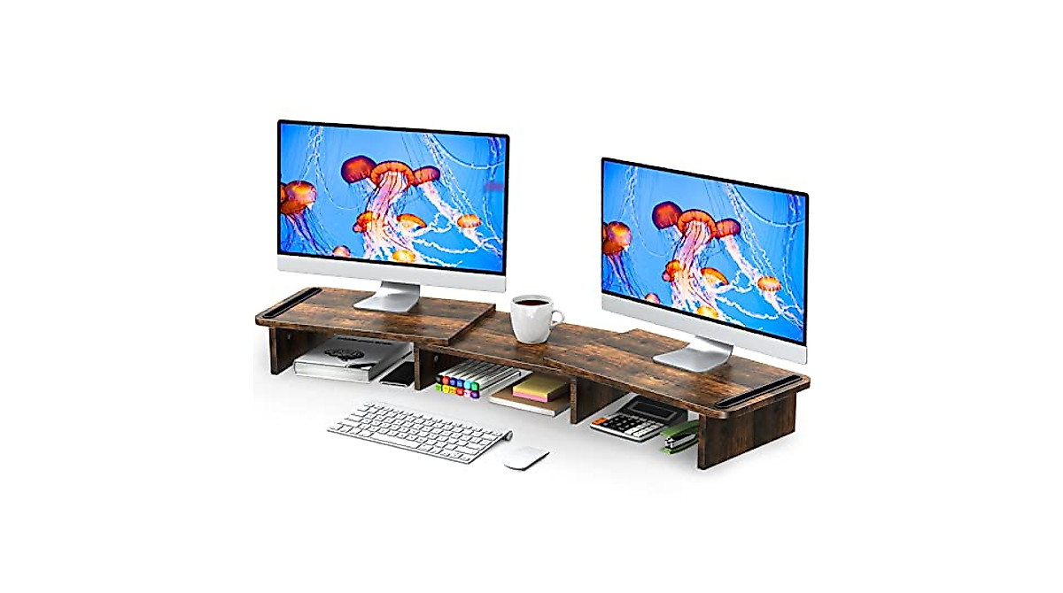 Zimilar Dual Monitor Stand Riser – Adjustable & Ergonomic Desk Solution