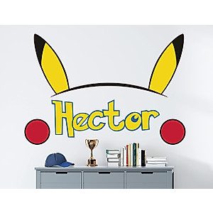 Kyle Cornhole Pika Custom Name Wall Decal Boys Kids Wall Sticker Poke Wall Decor Art Pe