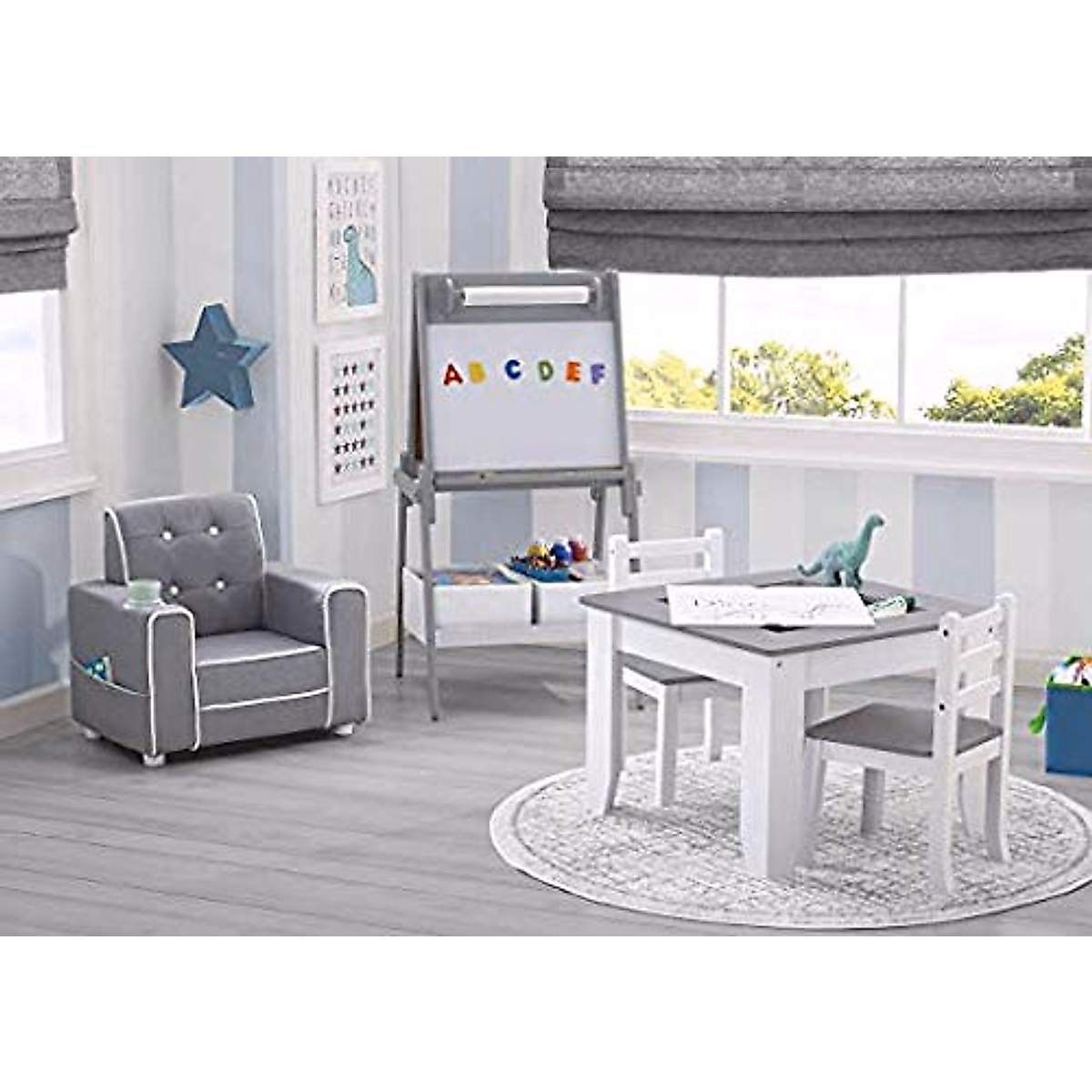 Delta Children Chelsea 3-Piece Table and Chairs Set with Storage