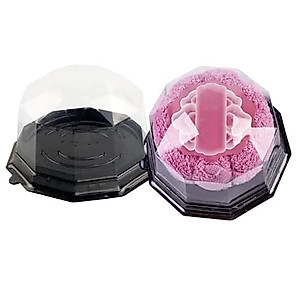 50 Pack Diam 3 inch X Height 2-1/4 inch of Clear plastic mini cake box muffins box cookies cookies muffins dome box wedding birthday gift box -With 50 plastic box stickers