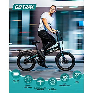 Gotrax R1 20" Folding Electric Bike with 40 Miles Range by 48V Battery, 20Mph Power by 350W, Weighs Only 45lbs, LCD Display & 5 Pedal-Assist Levels, Suitable for Leisure Riding&Commuting Black