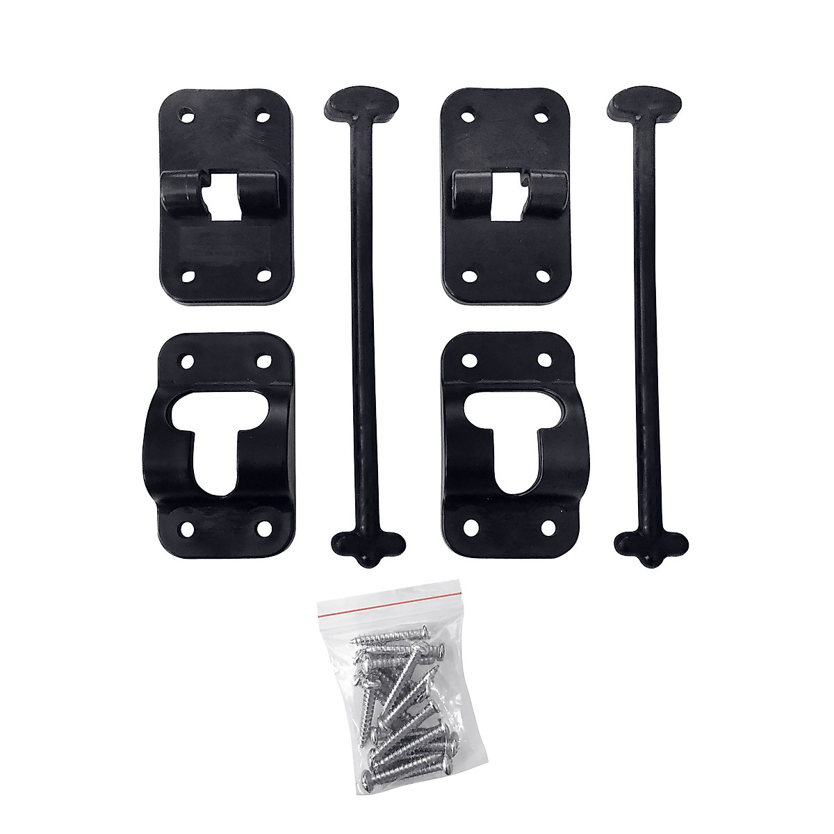 Camp'N 6" RV Door Holder and Latch - Camper & Trailer Door Catch - T Style OEM - Black 2 Pack with Hardware
