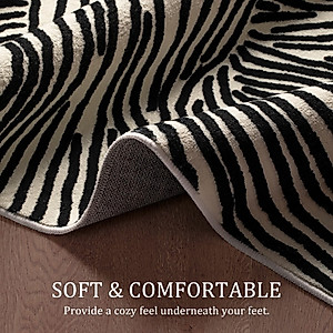 YIHOUSE 8×10 Ft Area Rugs Non-Shedding Washable Rug, Bedroom Living Room Dining Room Office Nonslip Modern Large Rugs Soft Faux Wool Carpet Indoor Contemporary Striped Rugs-Black and White Rug