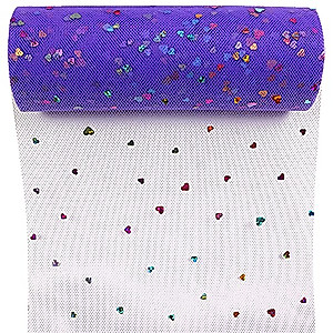 Yuanchuan Laser Glitter Tulle Rolls 6 inch x 10 Yards (30 feet) Purple Tulle Rolls Spool Fabric Tutu for DIY Skirts Wedding Gift Wrap Sewing Crafting Bow Bridal Decorations Birthday Party (Purple)