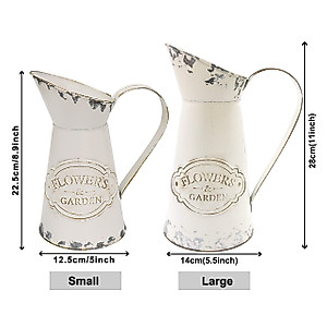 Soyizom Galvanized Metal Pitcher Farmhouse Decor Jugs White Pitcher Vases Flower Jugs Vase Shabby Chic Decor Water Can Milk Jug Rustic Decorations for Home Christmas Wedding,White-Jug/8.9”H-Small