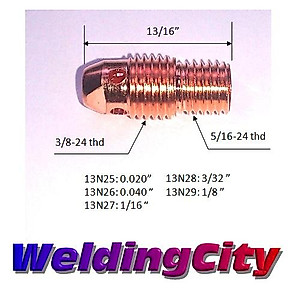 WeldingCity 14-pcs TIG Welding Torch Accessory Kit 1/16"-3/32"-1/8" (AK4) Collet-Collet Body-Ceramic Cup-Tungsten Electrode (Red)-Back Cap for Torch 9, 20 & 25 Weldcraft Miller Lincoln Hobart ESAB