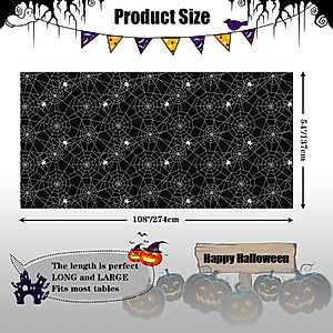 Yoochee Halloween Tablecloth Plastic, 54'' x 108'' Rectangular Waterproof Black Spider Web Halloween Table Covers, Disposable Table Cloth for Halloween Dinners & Party Decorations (Black, 1 Pack)