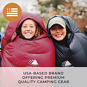 Hyke & Byke Quandary 15 F Hiking & Backpacking Sleeping Bag - 3 Season, 650FP Duck Down Sleeping Bag - Ultralight - Maroon - 72in - Short