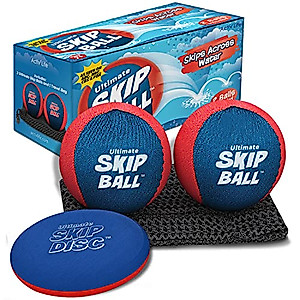 Activ Life Skip Ball, 2 Pack (Red, Blue), Water Skipping Ball, Skip Balls for Swimming Pools, Pool Ball and Pool Toy for Kids, Easter Basket Stuffer Gift for Kids