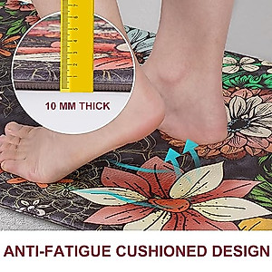 ASPMIZ Boho Kitchen Rugs Set of 2 Non Slip Washable, Farmhouse Floral Kitchen Mats Cushioned Anti Fatigue, Waterproof Rugs for Kitchen Floor Mats for in Front of Sink, 18'' x 48'' + 18'' x 30''
