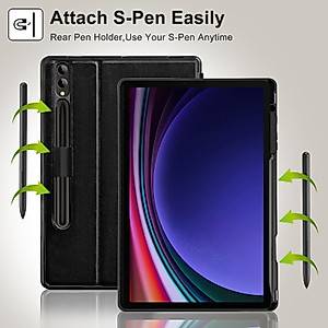CoBak Case for Samsung Galaxy Tab S9 Plus 2023, Premium PU Leather Cover with S Pen Holder, Front Pocket & Multiple Viewing Angles, Auto Sleep Wake Feature for Samsung Galaxy Tab S9+