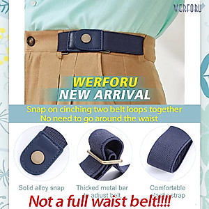 WERFORU 2 Pack No Buckle Elastic Belt for Women Men 2 Loop Stretch Buckle-Free Belt for Jeans Pants (blue, Fits 2 loop distance : 7"-14")
