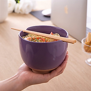GBHOME Ceramic Ramen Bowls with Chopsticks, Cute Japanese Ramen Bowls Set of 2 for Ramen,Soup,Pho,Noodles, House-warming Wedding Birthday Gift, Microwave & Dishwasher Safe, 20 Ounces