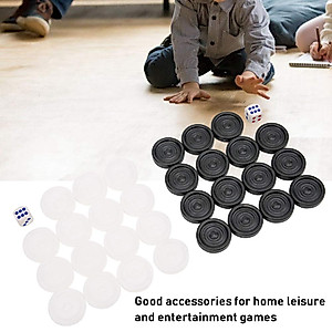 Wooden Backgammon Pieces, 22mm Plastic Black White Backgammon Checkers Pieces Set Solid Wood Checkers Set Staunton Chess