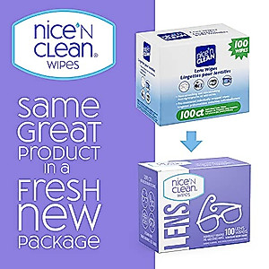 Nice 'n Clean SmudgeGuard Lens Cleaning Wipes (100 Total Wipes) | Pre-Moistened Individually Wrapped Wipes | Non-Scratching & Non-Streaking | Safe for Eyeglasses, Goggles, & Camera Lens