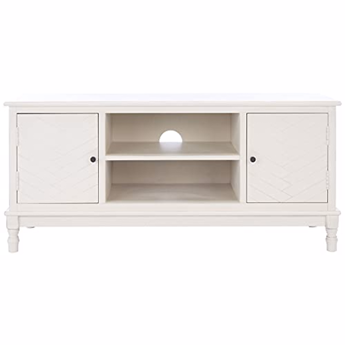 SAFAVIEH Home Collection Magnolia Distressed White 2-Door 2-Shelf Media Stand (up to 55-inch Flat Screen TV)