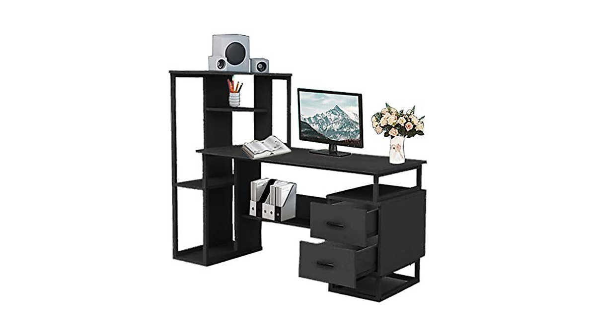 Compact Computer Desk with Storage | Industrial Style