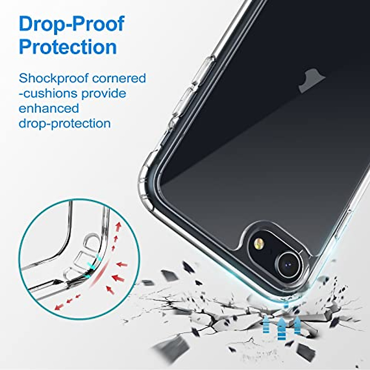 JETech Kickstand Case for iPhone SE 3/2 (2022/2020 Edition), iPhone 8/7, 4.7-Inch, Support Wireless Charging, Slim Shockproof Bumper Phone Cover, 3-Way Metal Stand (Clear)