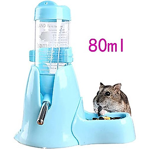 Hamster Automatic Feeder Dispenser for Small Animal Rhamster Ferret Bunny Rabbit Pig Hedgehog Bird Feed Pets, Mini Auto Food Feeding Cage Water Bowl for Vacation（1pcs Feeder+1pcs Water Bowl(Blue)