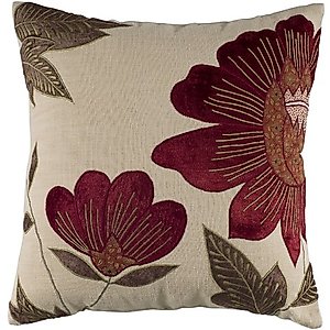 Rizzy Home T04013 Decorative Pillow, 18"X18", Red/Neutral/Green