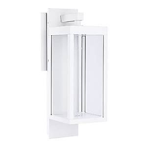 Inowel Outdoor Wall Sconce Lantern Dusk to Dawn Sensor White LED Exterior Light IP54 Waterproof Classic Wall Light Aluminum Wall Mount Lamp Lighting for Porch Front Door Garden 13W 800Lm 3000K