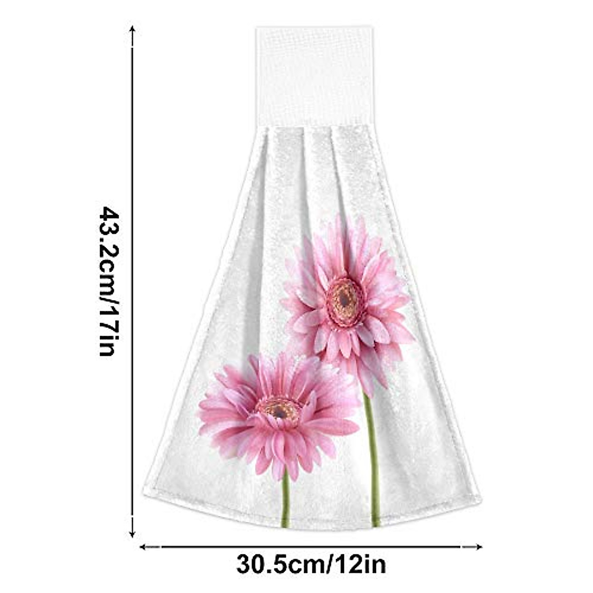 Aslsiy Gerbera Daisy Pink Flowers Hanging Kitchen Towels Bathroom Hand Tie Towel Fast Drying Dish Tea Towels for Bath Tabletop Gym Home Decor Set of 2