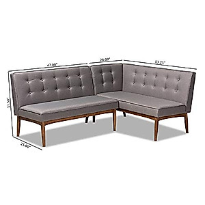 Allora Modern 2-Piece Wood Dining Corner Sofa Bench in Gray