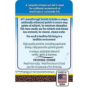 API TROPICAL MINI PELLETS Mini Sinking Pellets Fish Food 1.7-Ounce Container