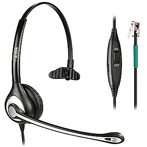 Wantek Corded Telephone Headset Mono w/Noise Canceling Mic Compatible with ShoreTel Plantronics Polycom Zultys Toshiba NEC Aspire Dterm Nortel Norstar Meridian Packet8 Landline Deskphones(F600S2)