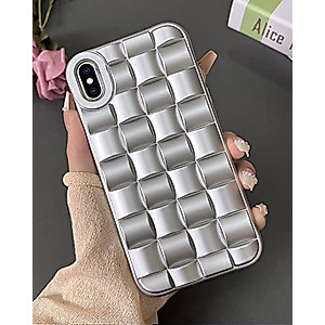 Ginkgonut Compatible with iPhone X/XS Case for Women/Girls, Cute 3D Laid Desgin Soft Silicone Shockproof Raised Bumper Corners Case for iPhone X/XS（Silver）