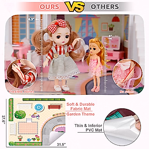 Mini Tudou Doll House Dreamhouse for Girls, Dollhouse with Lights, Play Mat and Dolls,DIY Building Pretend Play House with Accessories Furniture and Household Items,Playhouse for Girls 3-12 (9 Rooms)