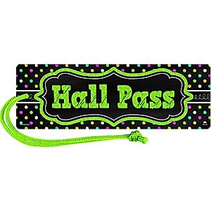Teacher Created Resources Chalkboard Brights Magnetic Hall Pass 6.75" x 2.25"