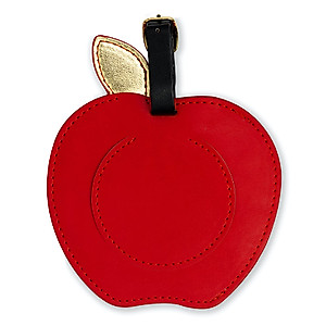 Kate Spade New York Round Red Vegan Leather Luggage Tag for Women, Durable Suitcase ID Tag, Apple