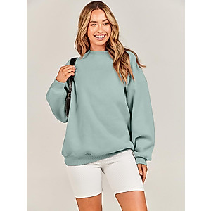 ANRABESS Sweatshirt for Women Oversized Crewneck Hoodies Fleece Casual Pullover Top Fall Fashion Outfits Clothes 2025 A1019 light green Small