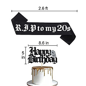 ayiho Death to My Twenties Black 30th Birthday Decorations Funeral for My Youth Rip to My 20s Sash Number 30 Balloon Latex Balloon for Funny Thirtieth Birthday Party Supplies (black)