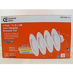 Commercial Electric 5/6 in White Integrated LED Energy Star Color Changing Recessed Trim Downlight 4 Pk