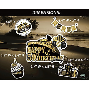 CFMONOGRAM Happy Birthday Magnets for Cruise Door - 50th Birthday Cruise Door Decorations Magnetic, Decorative Themed Stateroom signs, Fun Happy Birthday Ship Cabin sign (New Gold Glitter Effect Ship)