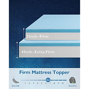 BedStory Firm Mattress Topper Queen - 3 Inch Firm Memory Foam Mattress Topper - High Density Bed Toppers for Back Pain