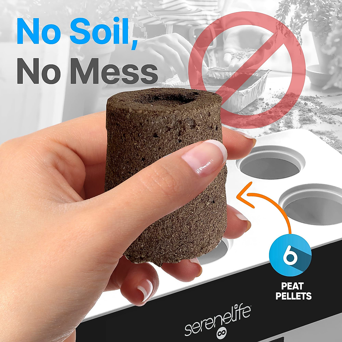 Hydroponic Herb Garden 6 Pods, Indoor Herb Garden Kit, Seed Pod, Indoor Garden, Full-Spectrum Grow Light, Adjustable Height, Hydroponic Indoor Garden, Smart Indoor Plant system, Black