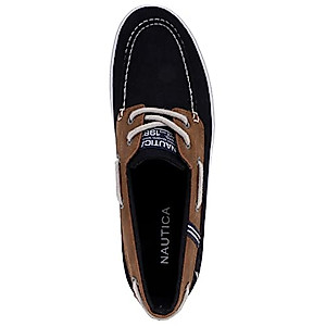 Nautica Men's Lace-Up Boat Shoe,Two-Eyelet Casual Loafer, Fashion Sneaker-Malad-Black Tan -10