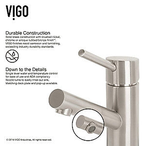 VIGO Noma 7.75 inch H Single Hole Single Handle Bathroom Faucet in Brushed Nickel - Bathroom Sink Faucet VG01009BN