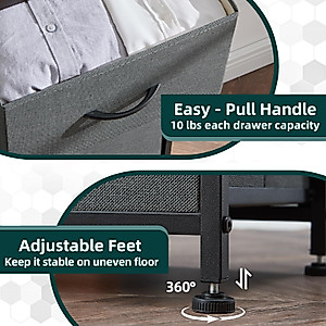 Somdot Small Dresser for Bedroom with 3 Drawers, Nightstand Storage Chest of Drawers with Removable Fabric Bins for Closet Bedside Laundry Entryway Hallway, Charcoal Grey